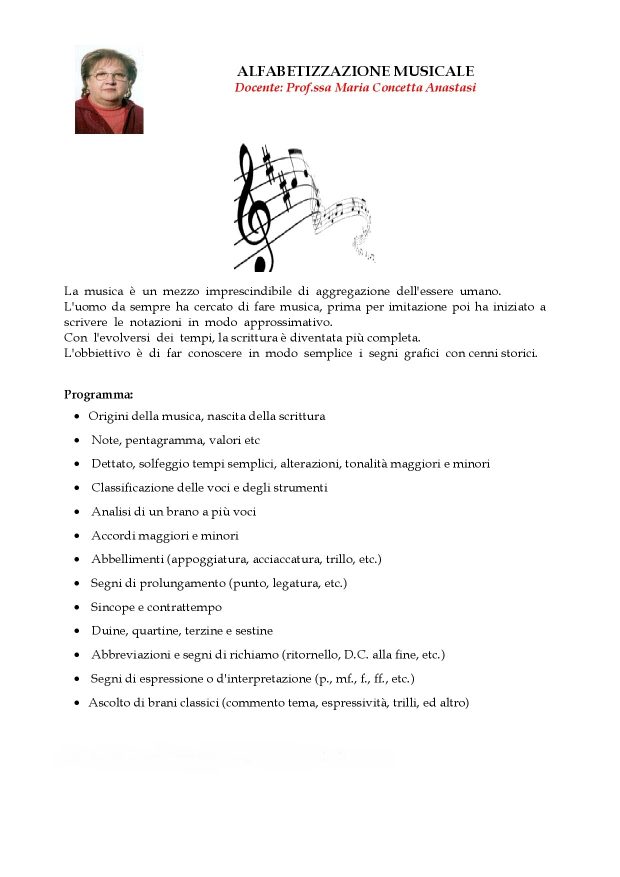 Anastasi Maria Concetta - Alfabetizzazione musicale