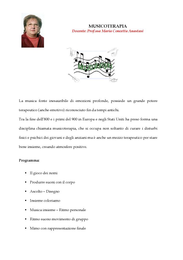 Anastasi Maria Concetta - Musicoterapia