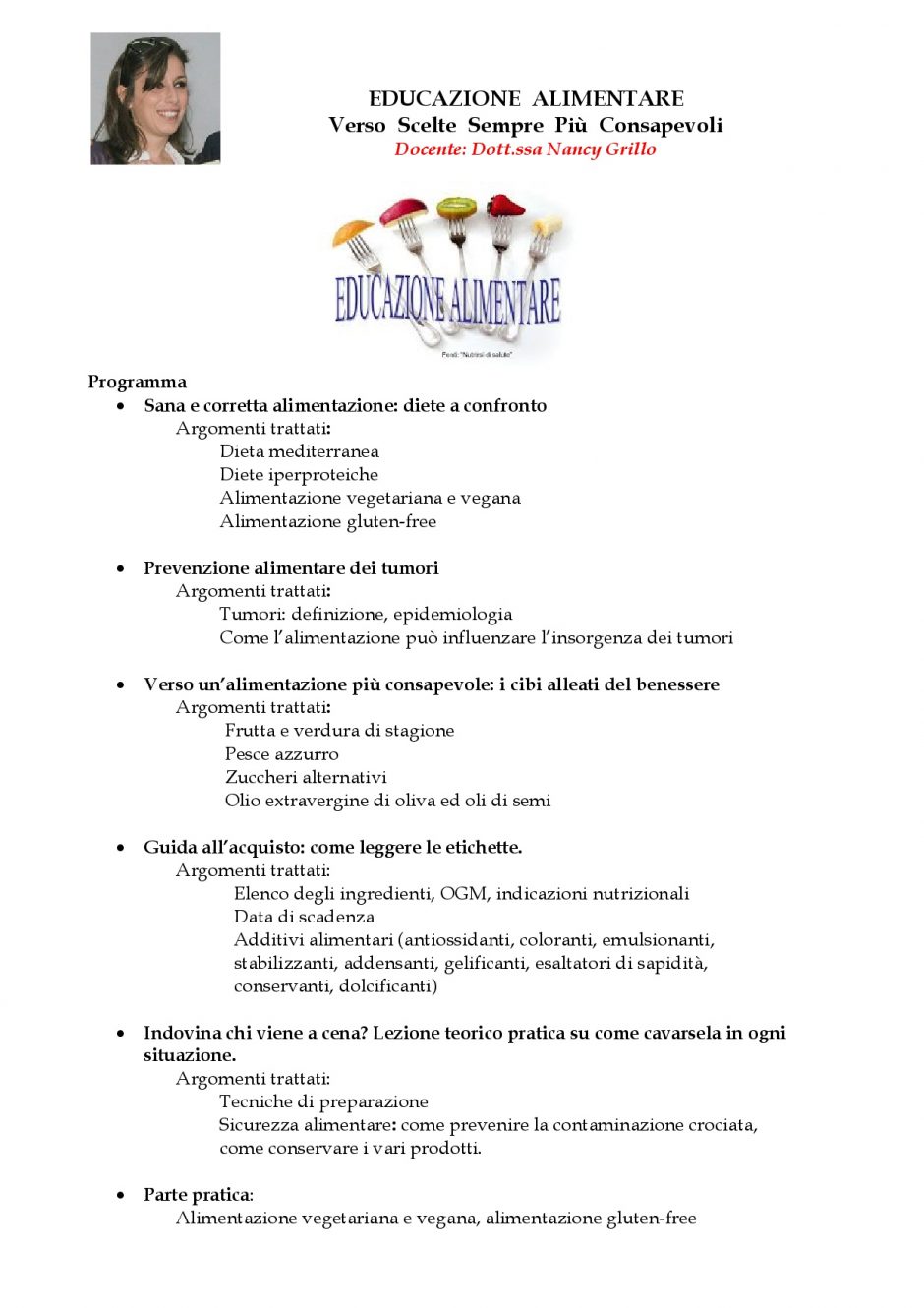 Grillo Nancy - Educazione Alimentare: Verso scelte sempre più cosapevoli