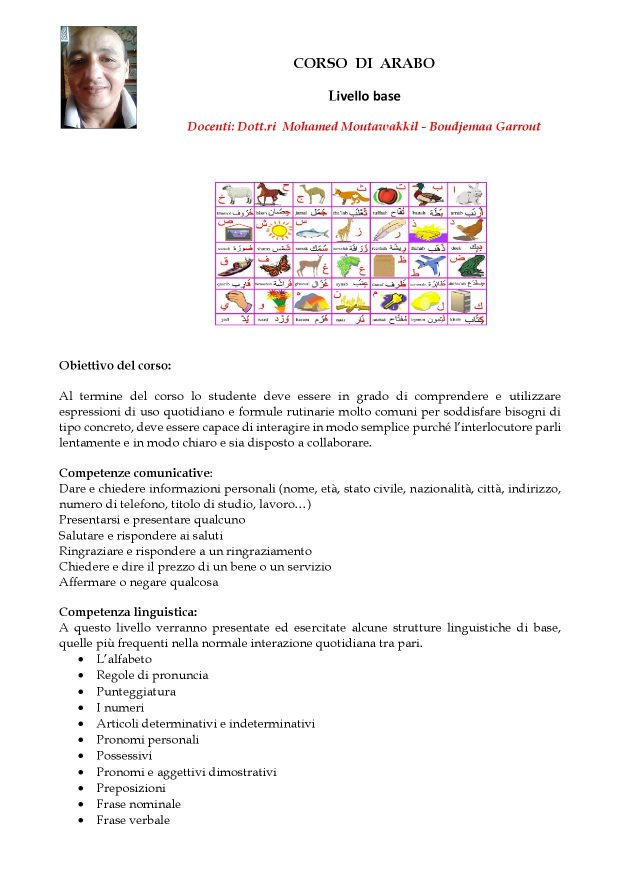 Moutawakkil Mohamed / Garrout Boudjemaa – Corso di Arabo