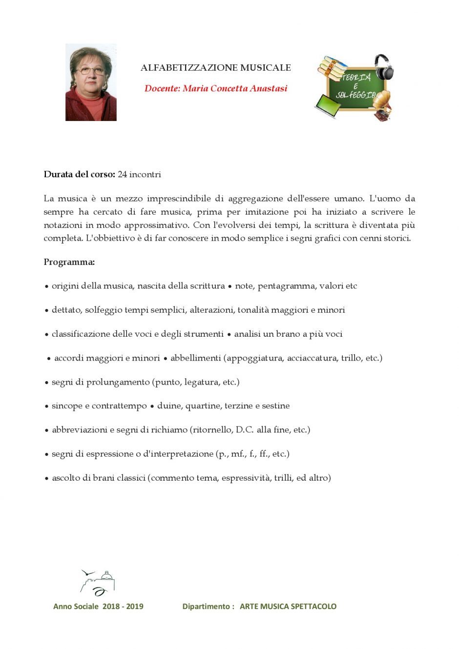 Anastasi Maria Concetta - Alfabetizzazione musicale